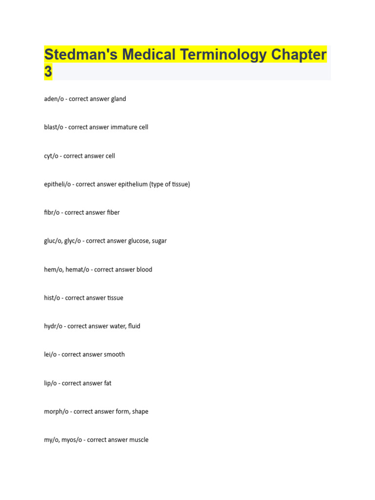 Stedman's Medical Terminology Chapter 3 | PDF | Anatomical Terms Of ...