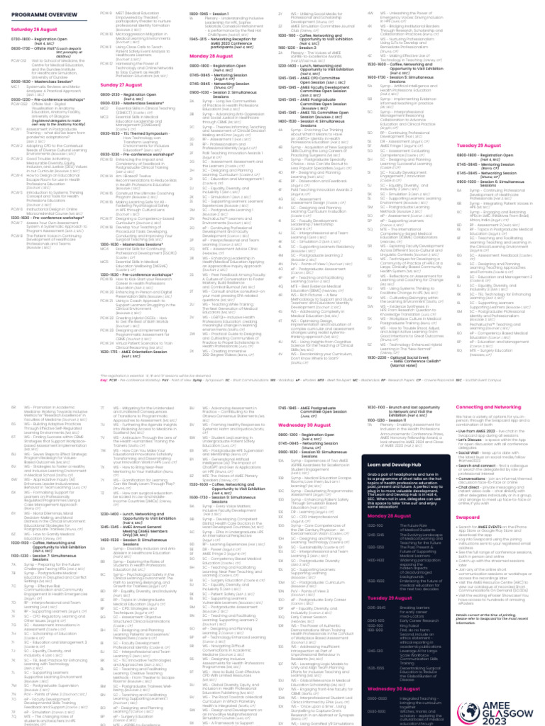 AMEE 2023 Conference Programme Overview | PDF | Learning | Medical ...