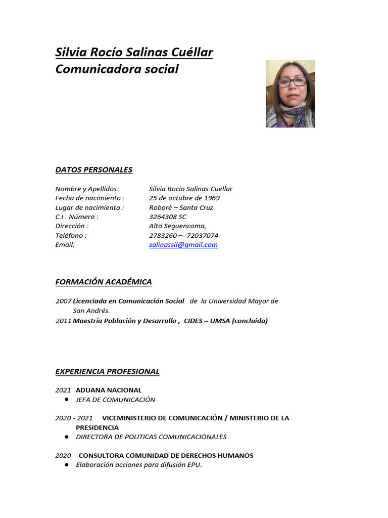 CV SSC 2021 | PDF | Bolivia | Periódicos