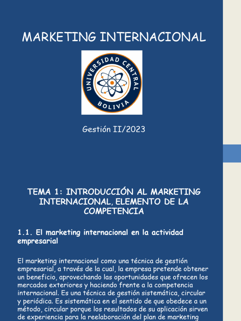 Marketing Internacional Tema 1 Introduccion Al Marketing Internacional ...