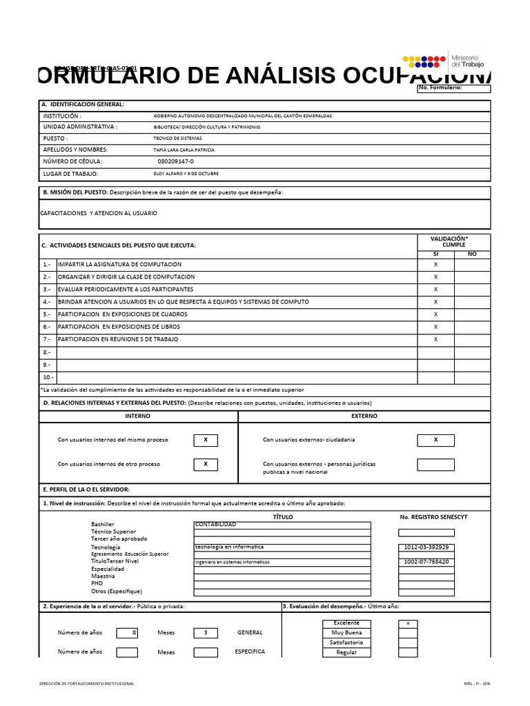 3. Formulario de Analisis Ocupacional, Lcdo. Edwin Preciado Hernández ...