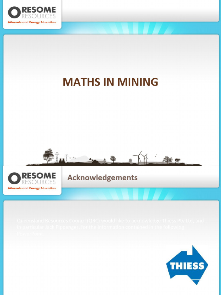 PowerPoint Maths in Mining 1 | PDF | Mathematics | Coal Mining
