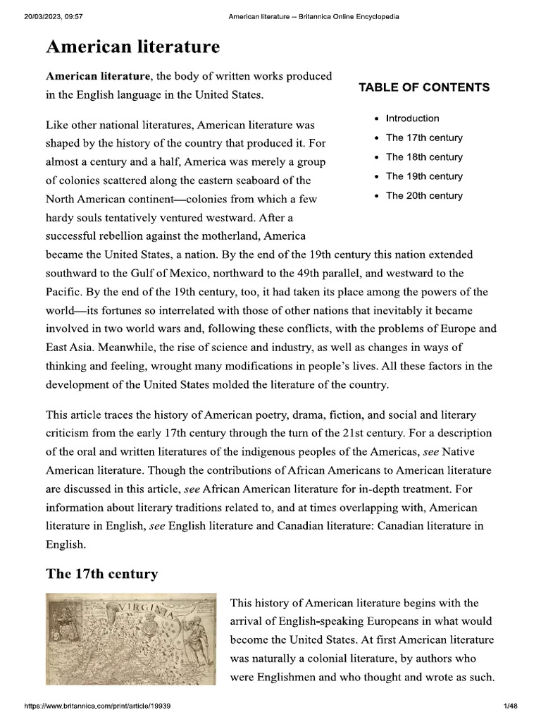 North American Literature | PDF