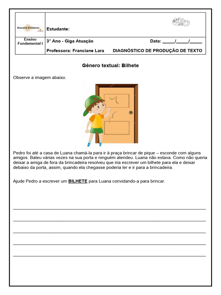 Gênero Textual: Bilhete | PDF