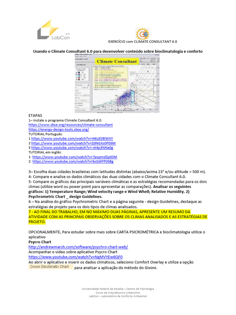 1 2023 ROTEIRO EXERCICIO Com CLIMATE CONSULTANT | PDF