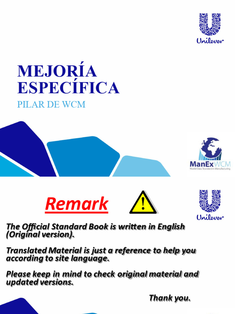 03 - WCM Focused Improvement Pillar Training - ESP | PDF | Business | Economias