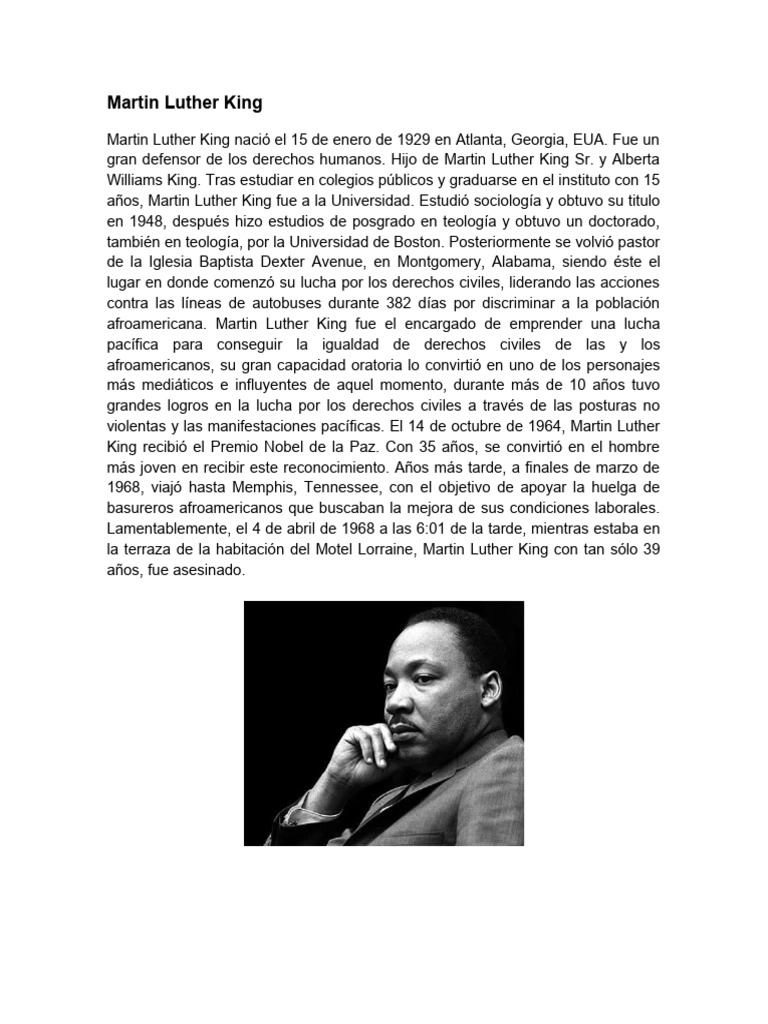 Martin Luther King: Líder de Derechos Civiles | PDF | Historia