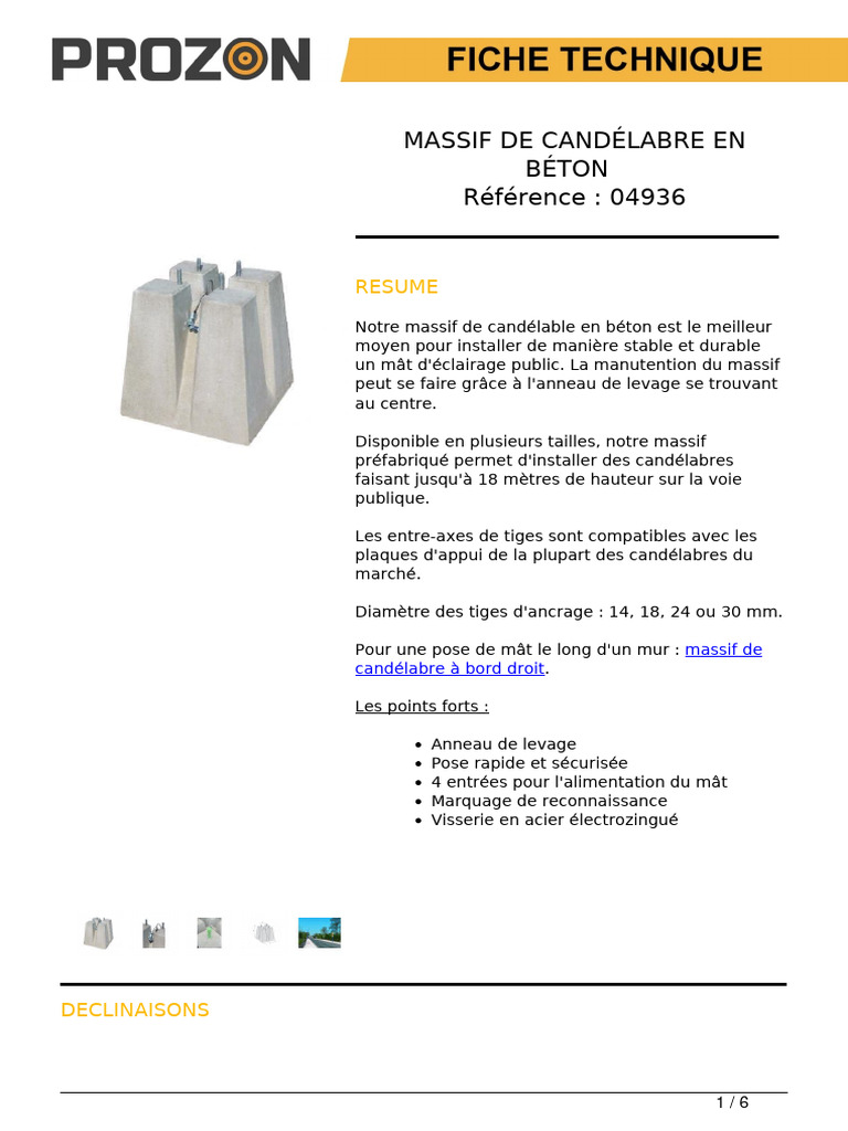 Prozon FT Massif de Candélabre en Béton | PDF | Génie du bâtiment