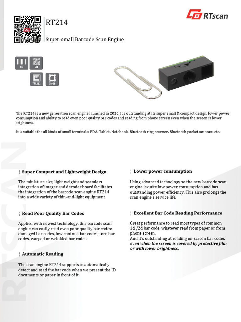 RT214 - DataSheet | PDF | Barcode | Electronics