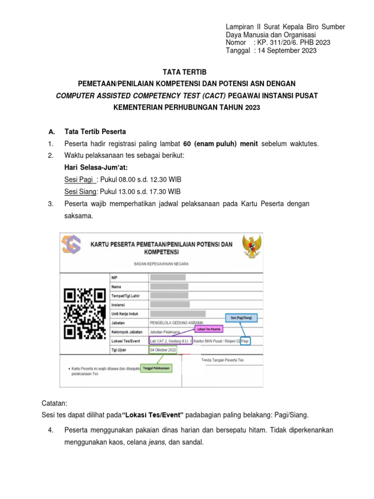 Tata Tertib Pemetaan Potensi PNS Kemenhub | PDF