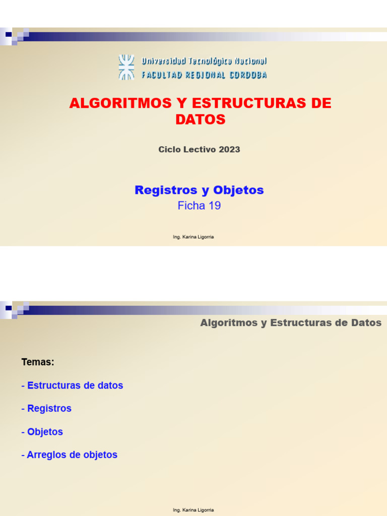 Presentación 2023 (Registros) | PDF | Objeto (informática) | Algoritmos
