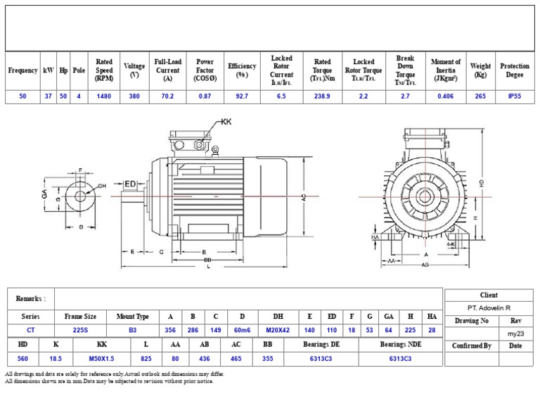 37kW Motor Specifications and Details | PDF | Electric Motor ...