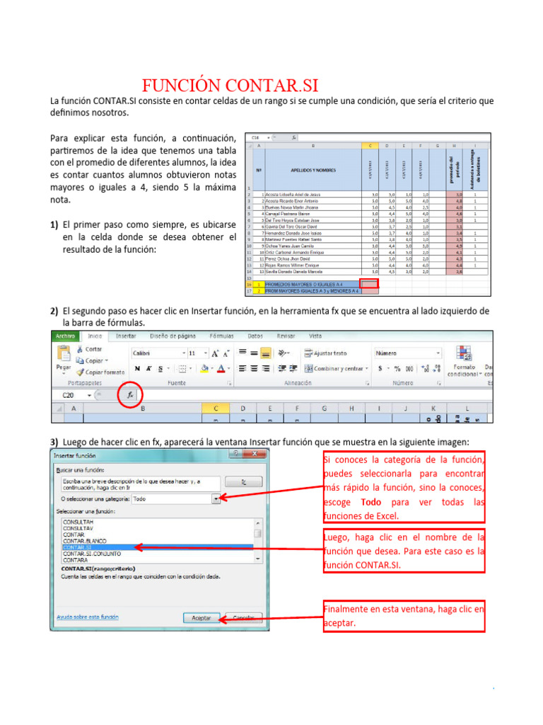 Cómo usar la función CONTAR.SI en Excel | PDF | Función (Matemáticas ...