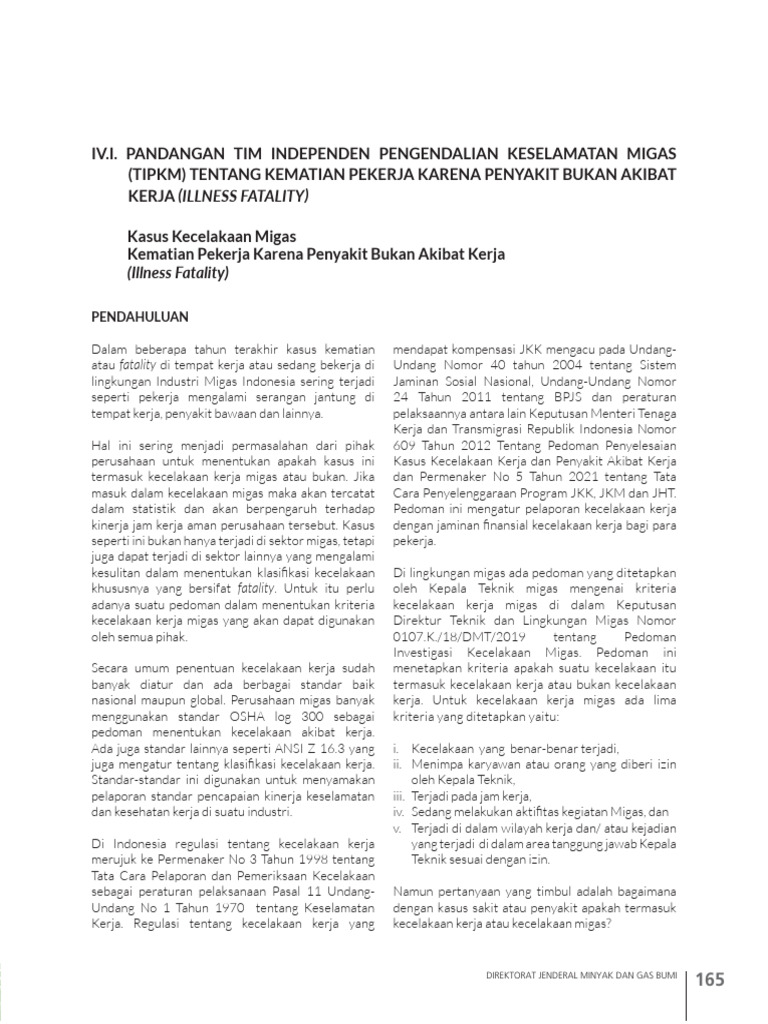 Kriteria Fatality dalam Kecelakaan Kerja | PDF