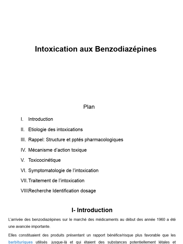 Intoxication aux Benzodiazépines : Guide Complet | PDF | Benzodiazépine ...