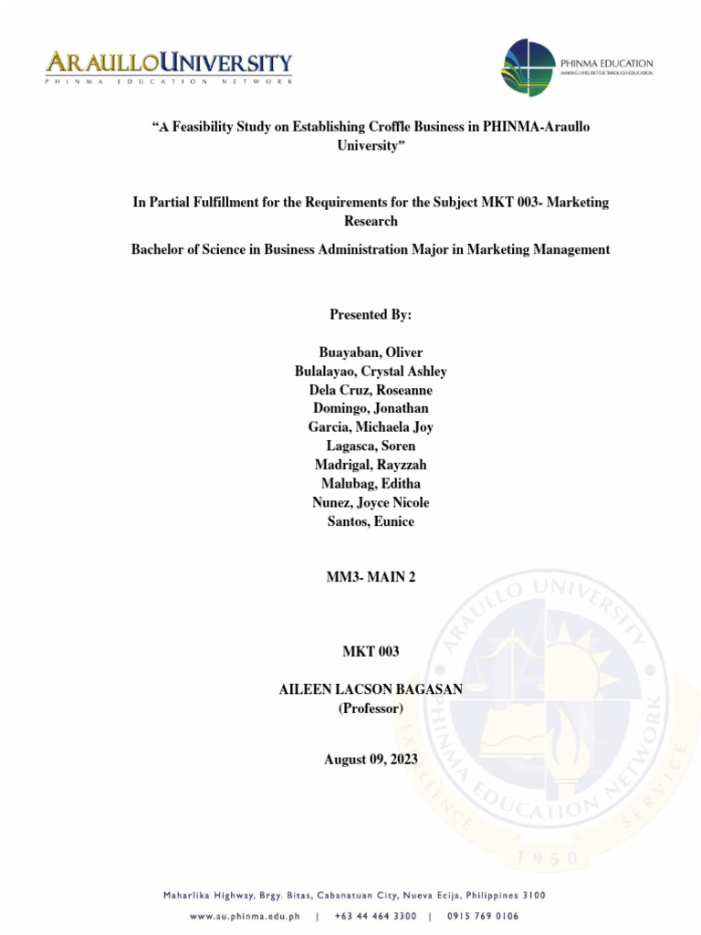 Feasib Study Chapter 1&2 | PDF | Survey Methodology | Waffle