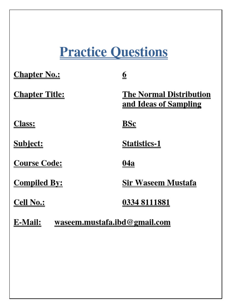 Chapter 6 S 1 | Download Free PDF | Probability Distribution | Normal Distribution