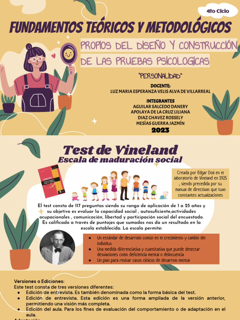 Primera Presentacion - Test de Vineland | PDF | Sicología | Evaluación