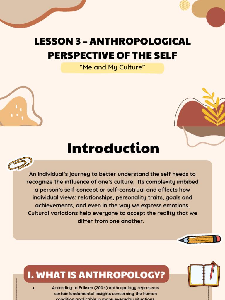 Lesson 3 Anthropological Perspective of The Self | PDF | Self Concept | Self