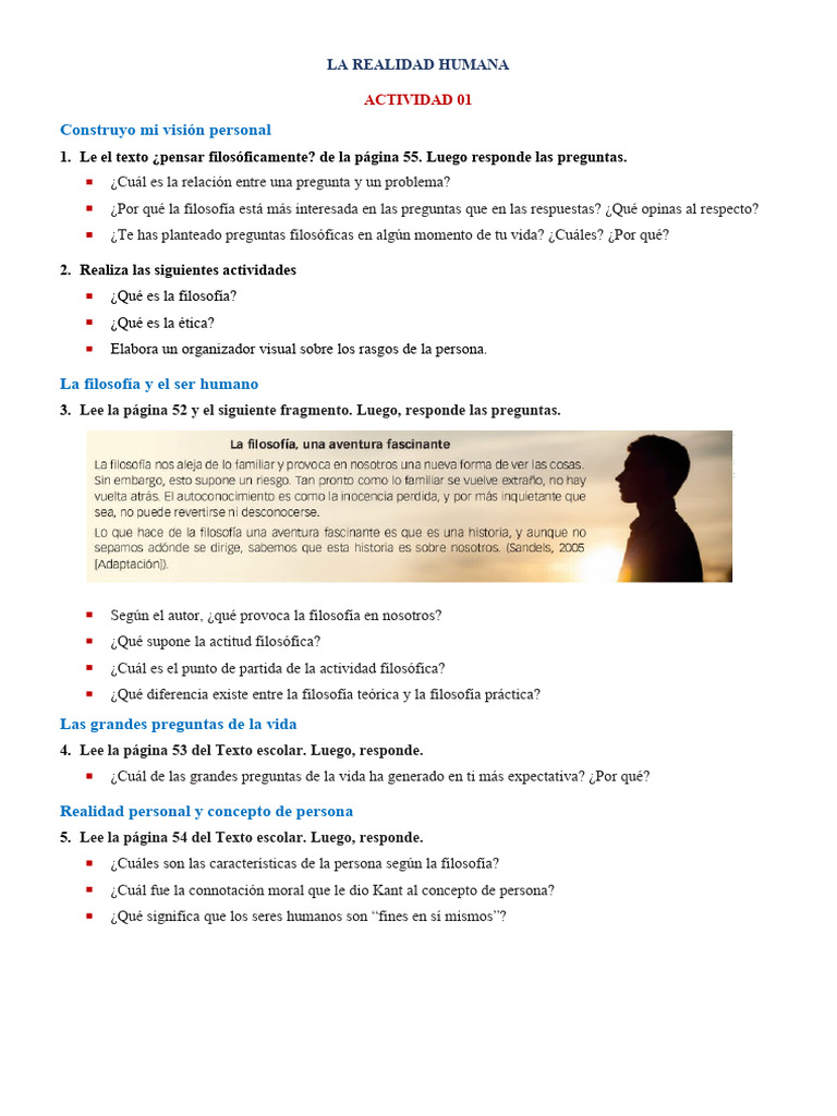 La Realidad Humana - Actividad 3 | PDF