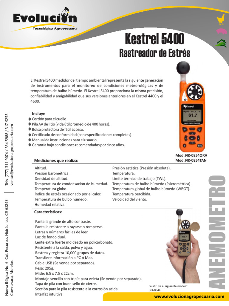 Kestrel 5400 | PDF | Temperatura | Física Aplicada e Interdisciplinaria