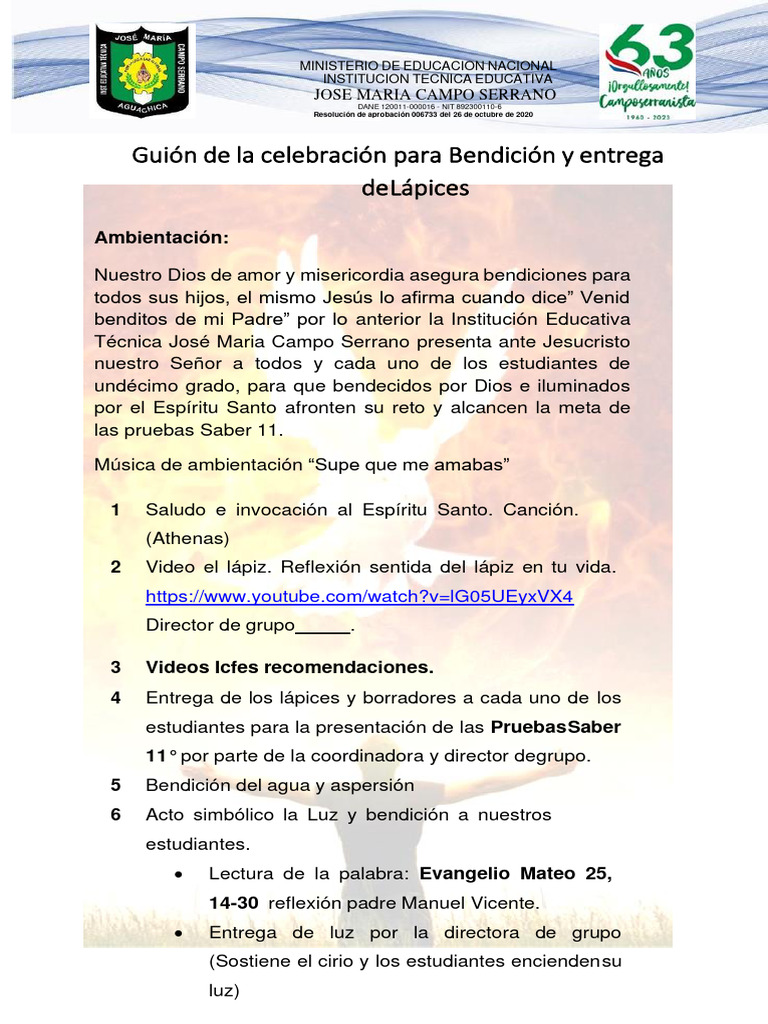 Bendición y Entrega de Lápices | PDF | Bendición | Oración