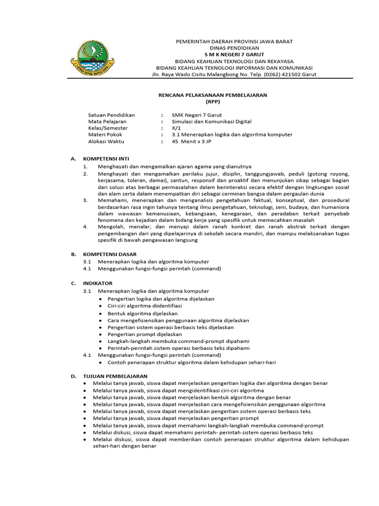 RPP Simdig Kelas X | PDF