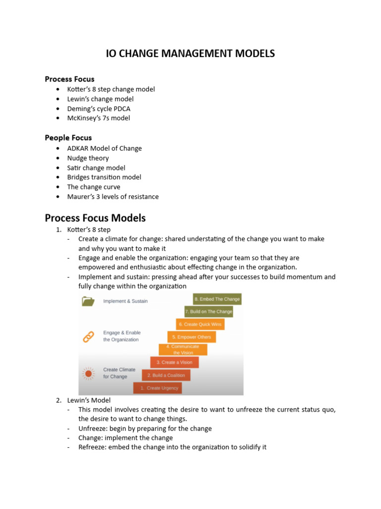 Change Management Models Overview | PDF | Change Management | Psychology