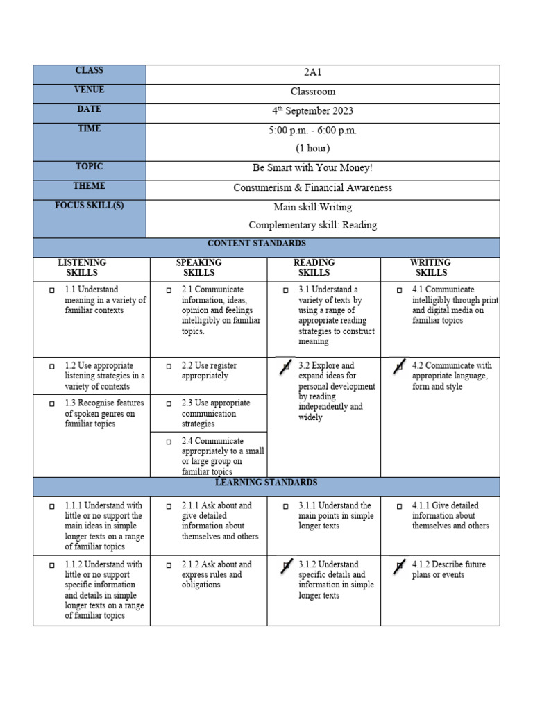 Lesson Plan-Money. | PDF | Communication | Teachers