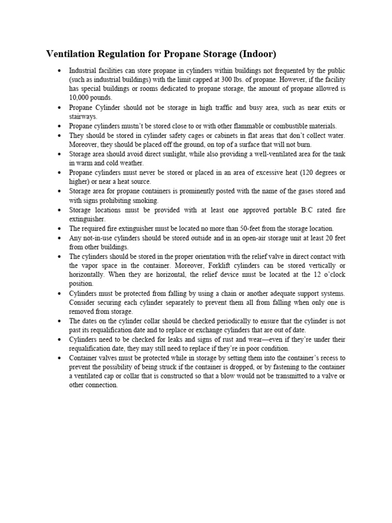 Ventilation Regulations For Propane (Confined Space) | PDF | Propane ...
