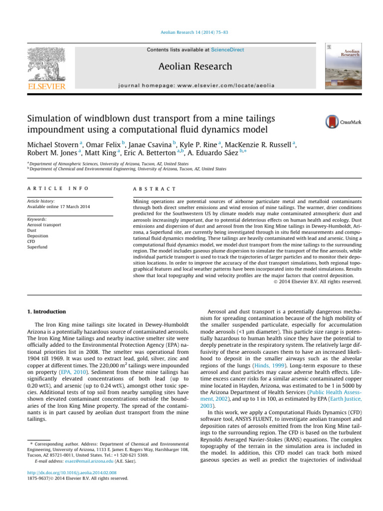 STOVERN 2014 - Simulation of Windblown Dust Transport From A Mine ...