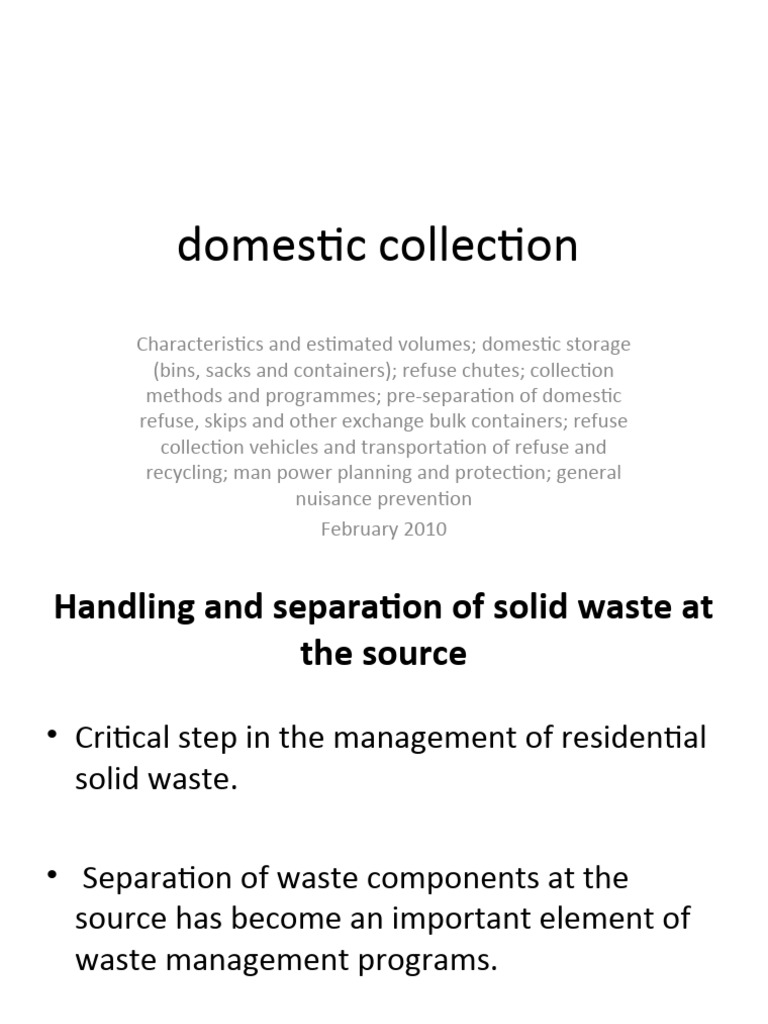 Domestic Waste Collection and Analysis | PDF | Compost | Municipal Solid Waste