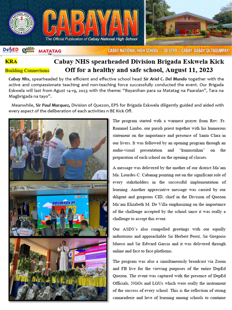 Brigada Eskwela Kick Off | PDF | Learning | Teachers