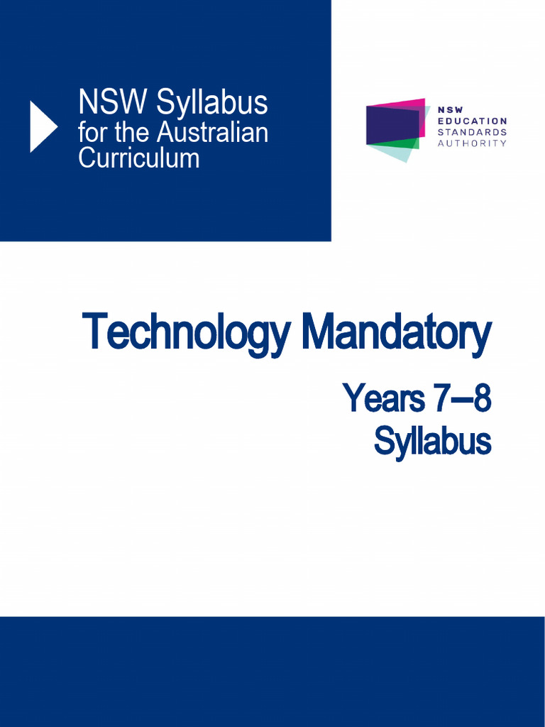 Technology Mandatory 7 8 Syllabus 2017 | PDF | English As A Second Or ...