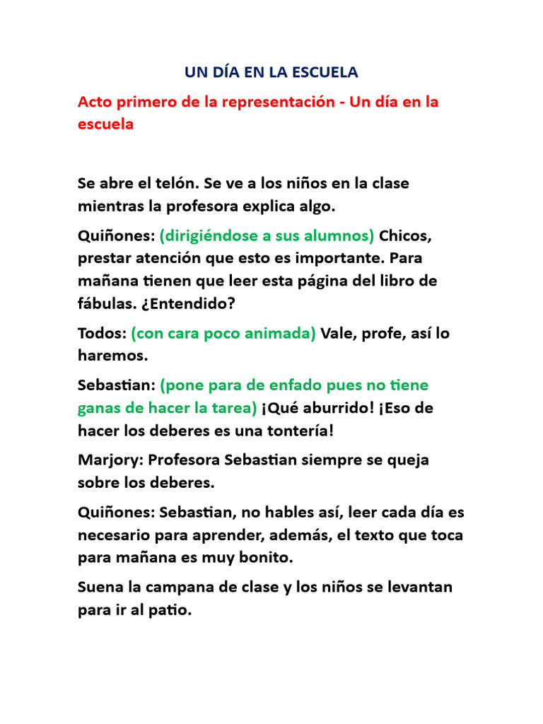 Un Día en La Escuela | PDF
