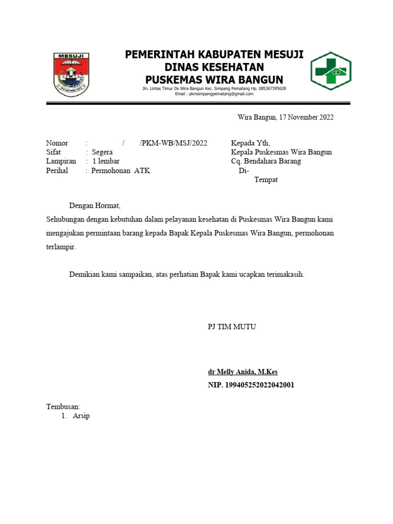 Contoh Permintaan Atk | PDF