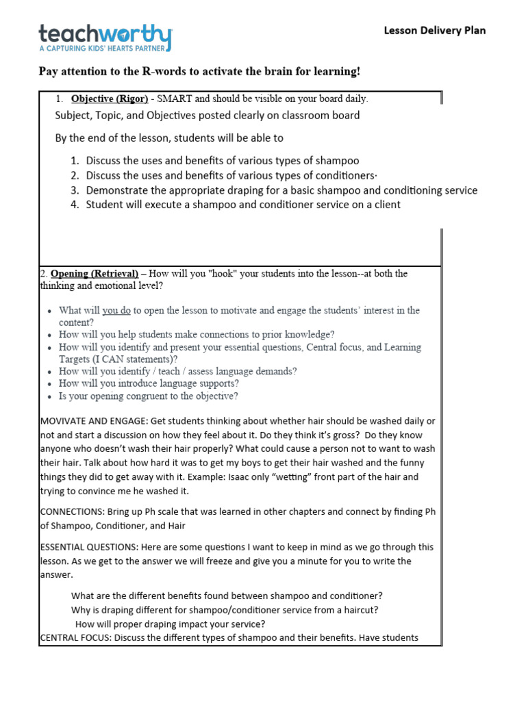 Lesson Delivery Plan 6 19 | PDF | Vocabulary | Learning