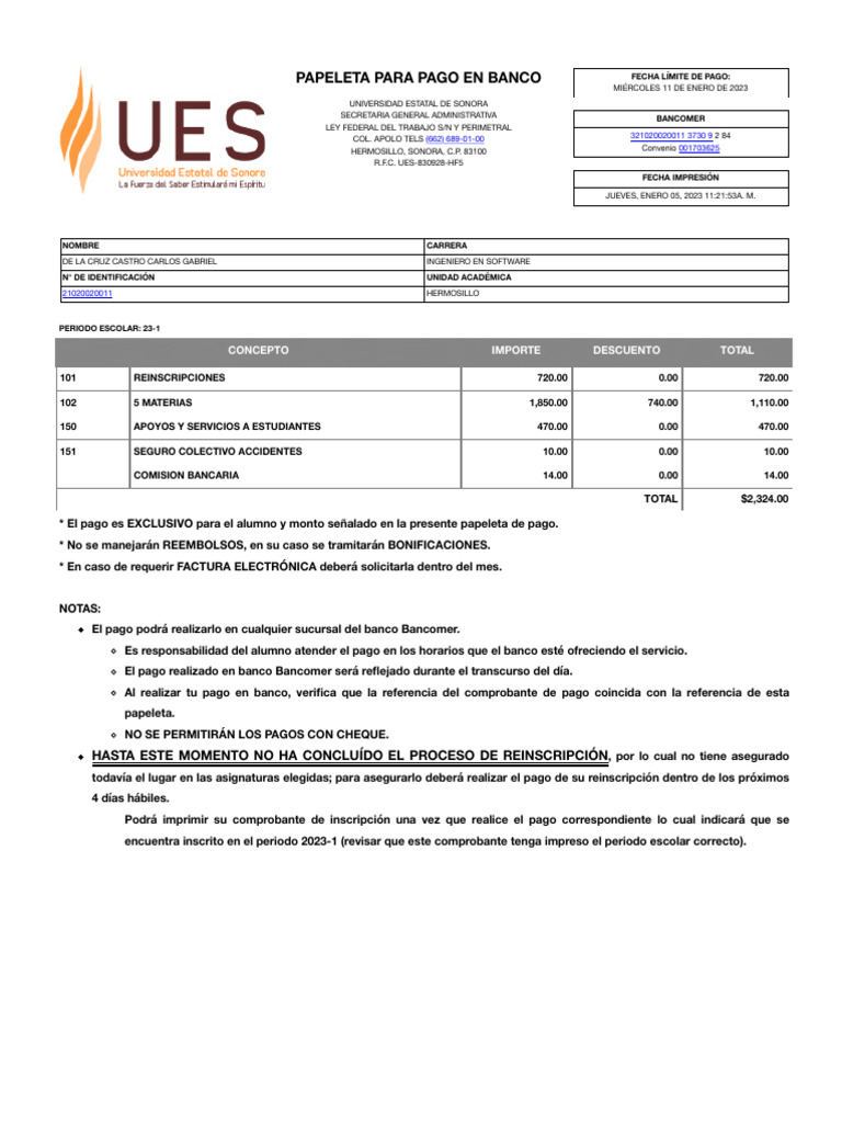 UES Portal de Servicios Académicos y Administrativos | PDF