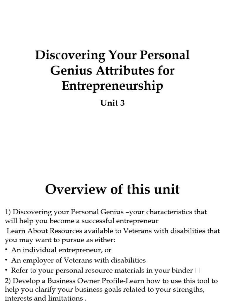Unit 3 | PDF | Entrepreneurship | Goal