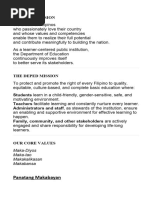 DEPED Mission Vision Core Values | PDF | Philippines | Learning