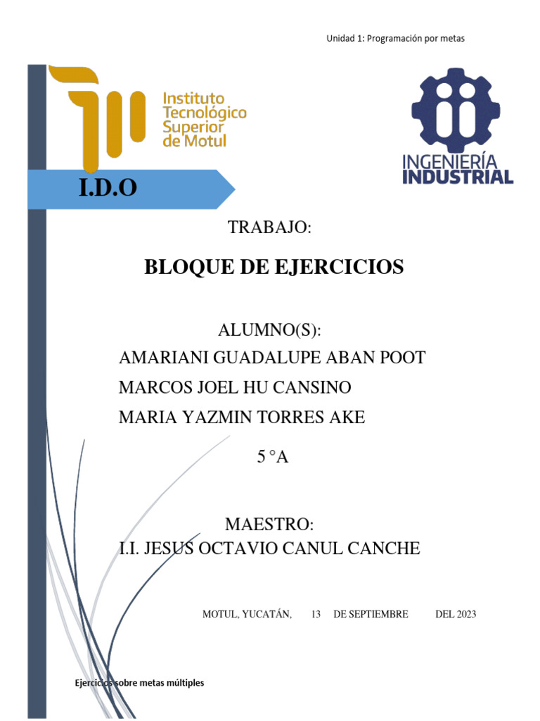 II5A - IDO. II. U1 - Bloque de Ejercicios - Torres María | PDF | Presupuesto