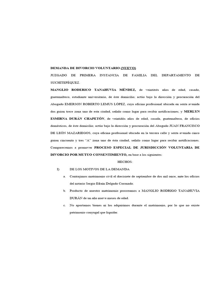 DEMANDA de DIVORCIO VOLUNTARIO - Merlyn Esmirna Durán Chapetón y ...