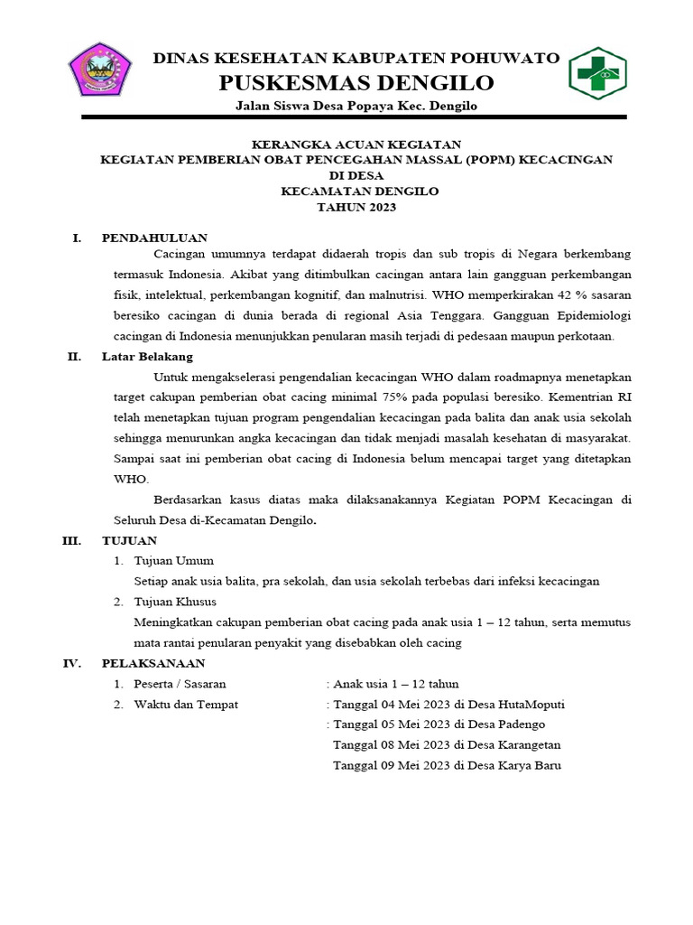POPM Kecacingan Dengilo 2023 | PDF | Pengembangan Diri
