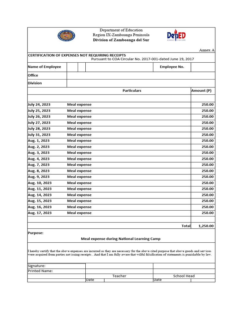 Cenrr Attendance Sheet For NLC Meal | PDF | Expense | Income Statement