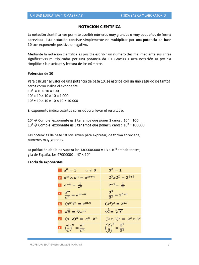 Notacion Cientifica-1 | PDF | Exponenciación | Multiplicación