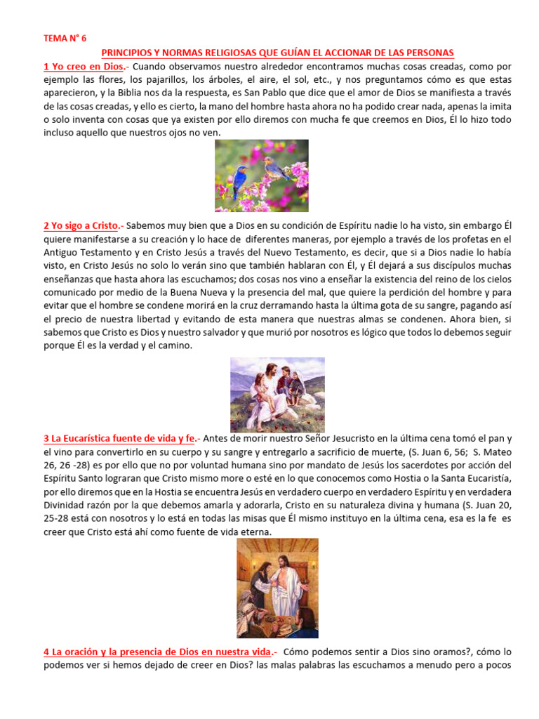 Tema 6 Principios y Normas Religiosas Que Guían El Accionar de Las ...