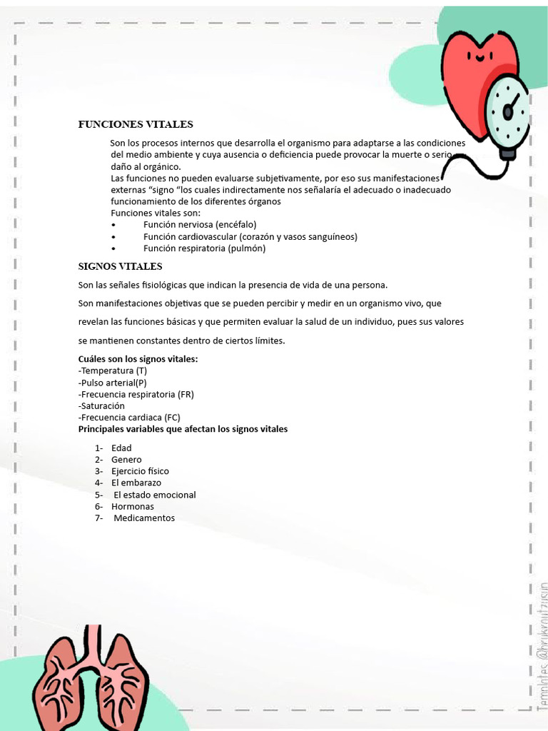 Funciones vitales | PDF | Corazón | Termorregulación