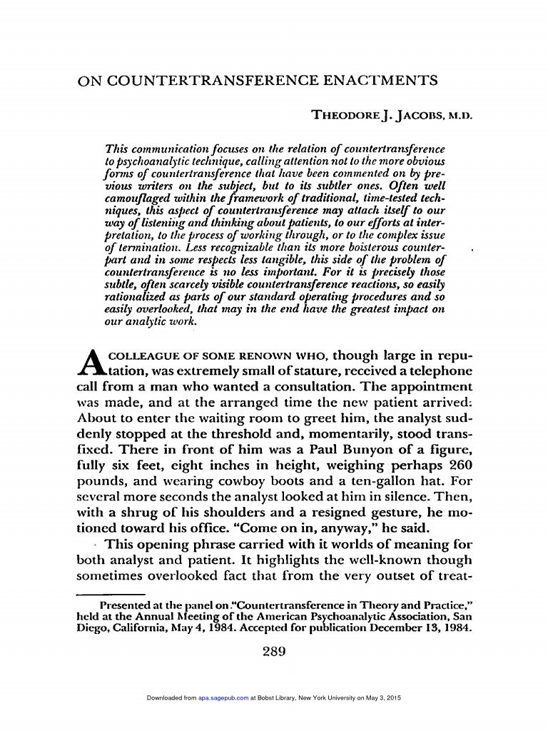 Jacobs 1986 | PDF | Psychoanalysis | Psychological Concepts
