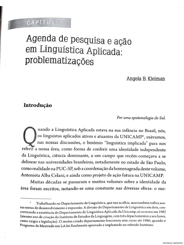 KLEIMAN, Angela B. Agenda de Pesquisa e Ação em Linguística Aplicada ...