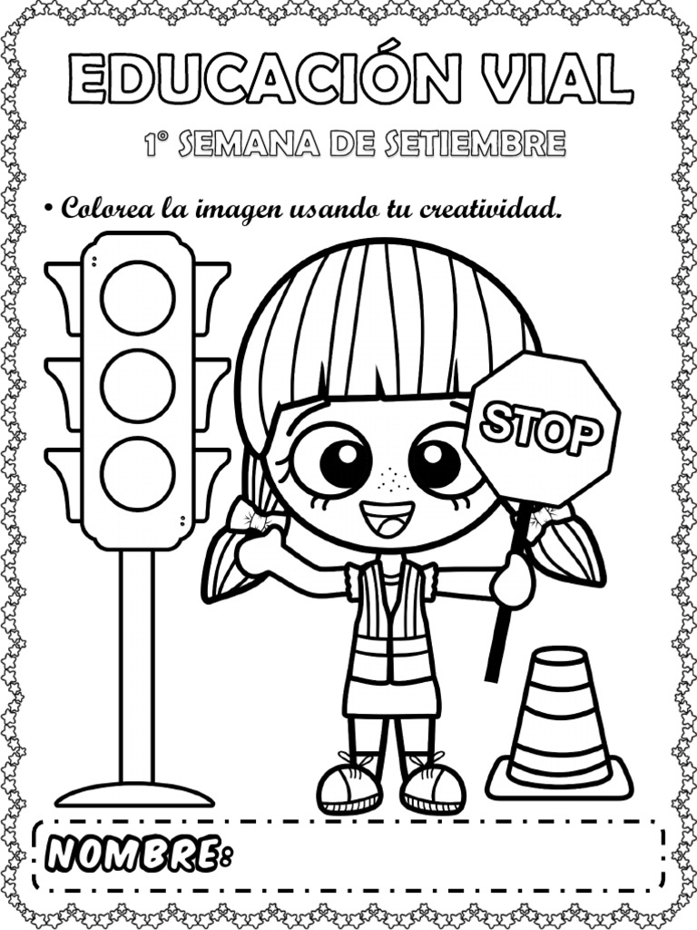 Página Para Colorear De Señal De Stop Para Imprimir Seguridad Vial